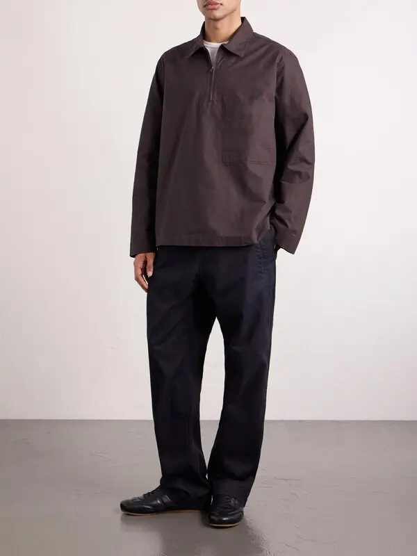 MARGARET HOWELL Half Zip-up Cotton Shirt