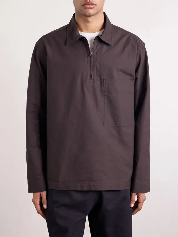 MARGARET HOWELL Half Zip-up Cotton Shirt