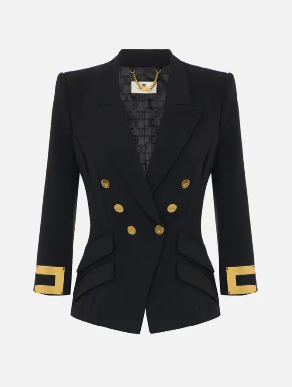 Elisabetta Franchi Jacket With Jewel Logo - Nero