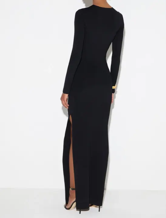 Elisabetta Franchi Red Carpet Knit Dress With Jeweled Chains