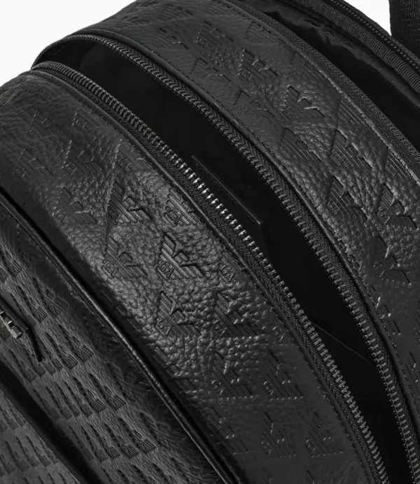 Emporio Armani Embossed Eagle Leather Backpack