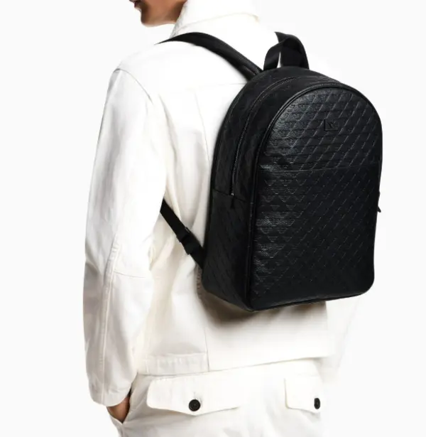 Emporio Armani Embossed Eagle Leather Backpack