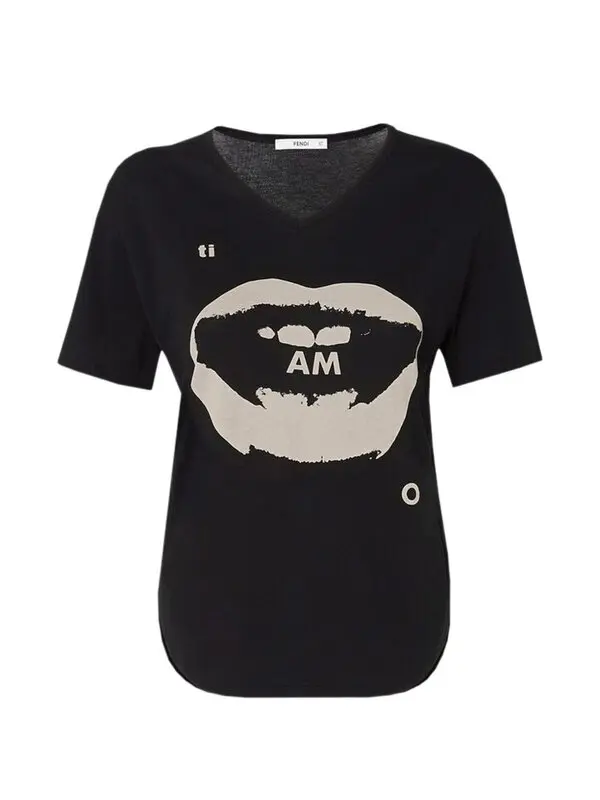 Fendi Ti Amo Print Cotton T Shirt