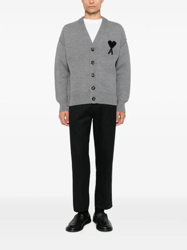 AMI Paris De Coeur Wool Cardigan