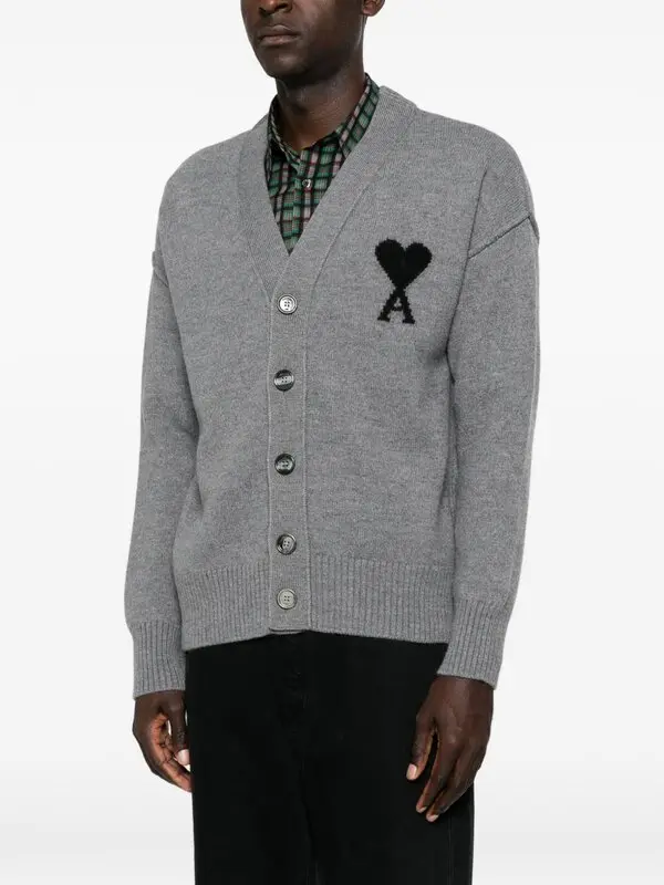 AMI Paris De Coeur Wool Cardigan