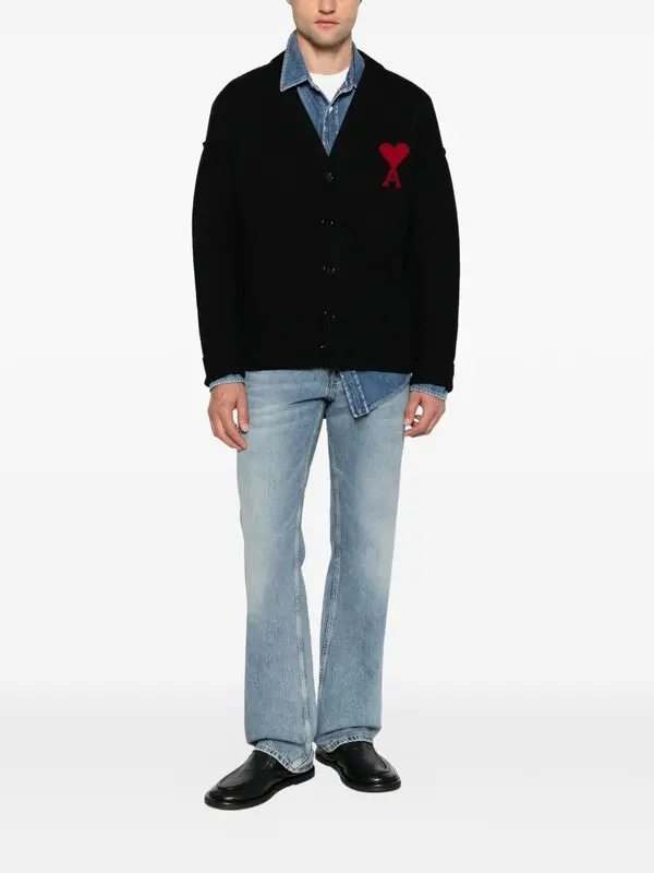 AMI Paris De Coeur Wool Cardigan