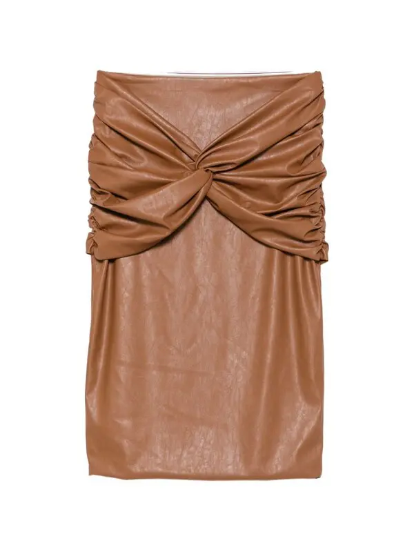 Elisabetta Franchi Faux Leather Midi Skirt - Brown