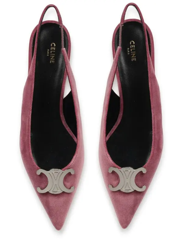 Celine Alma Triomphe Velvet Flat Slingback 05 - Multicolour