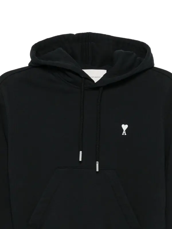 AMI Paris De Coeur Cotton Hoodie - Black