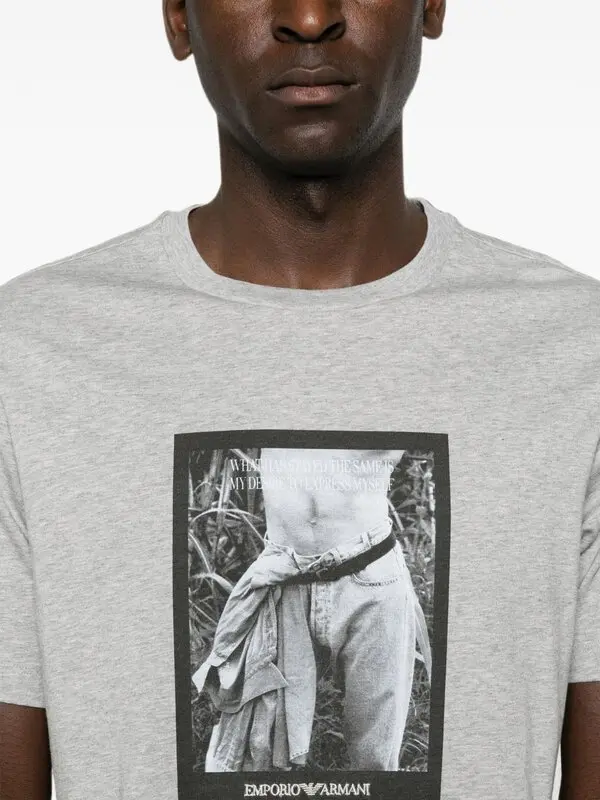 Emporio Armani Printed Cotton T Shirt