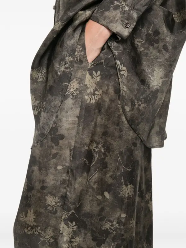 UMA WANG Pansy Printed Trousers - Green