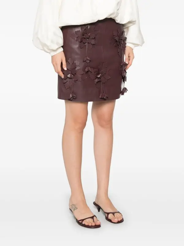 Alberta Ferretti Faux Leather Mini Skirt - Brown