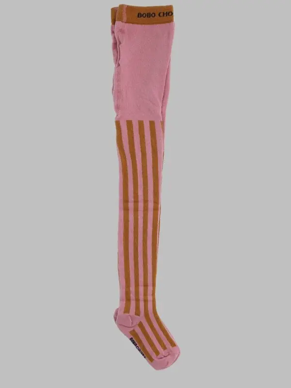 BOBO CHOSES Thin Stripse Pink Tights