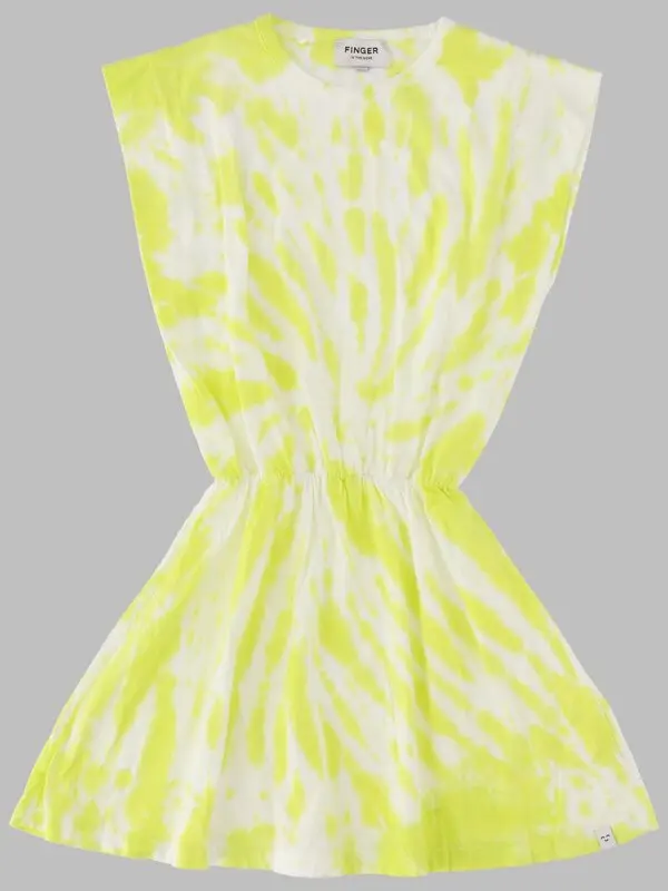 FINGER IN THE NOSE Billie Fluo Lime Tie & Dye Sleeveless Dress - Green