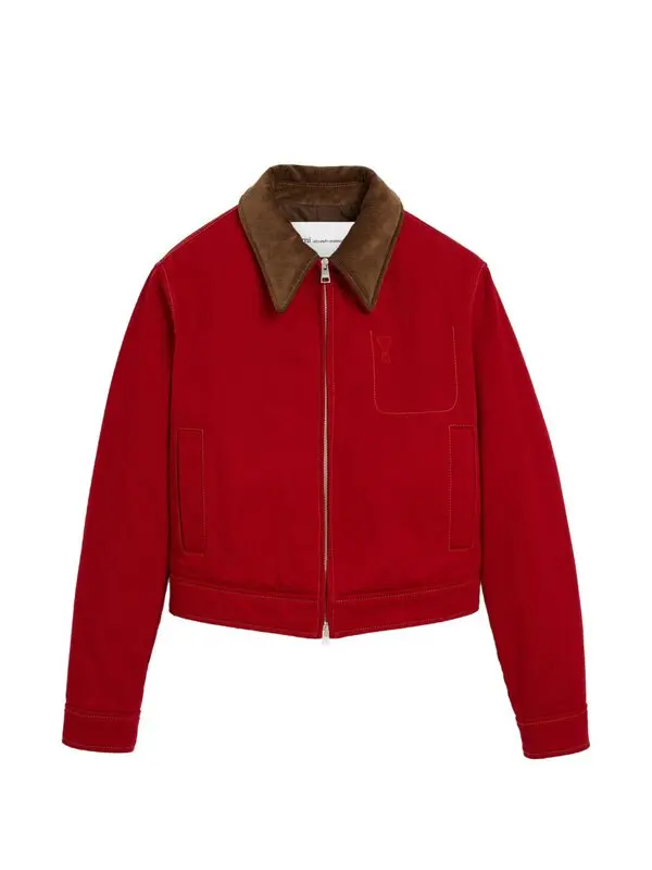AMI Paris Denim Cotton Jacket - Red