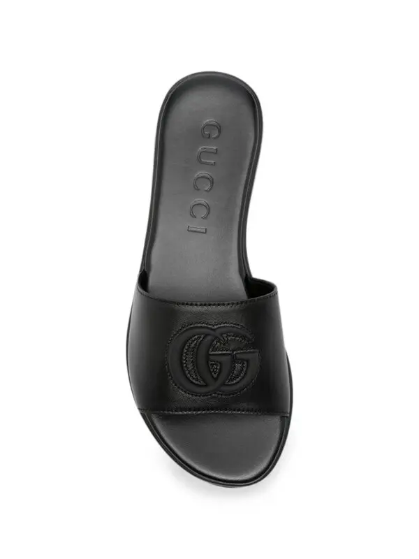 Gucci Double G Leather Flat Sandals