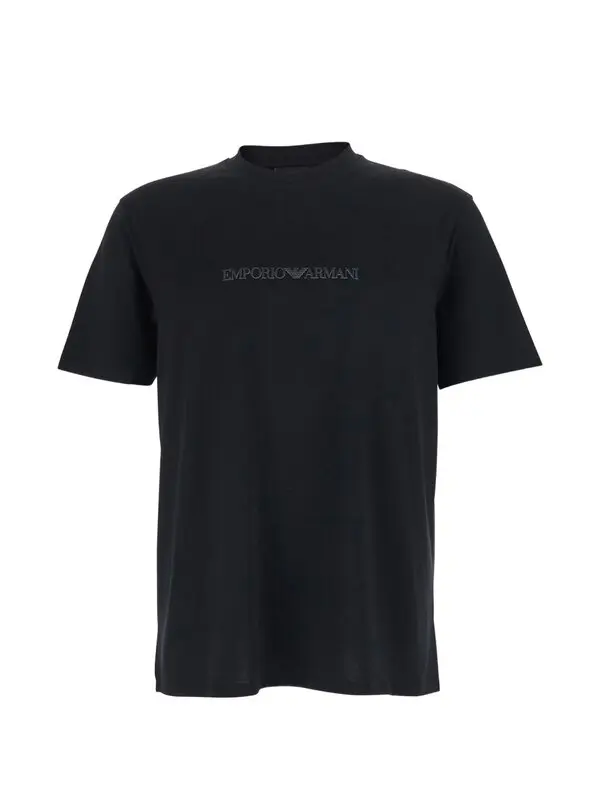 Emporio Armani Logo Cotton T Shirt - Black