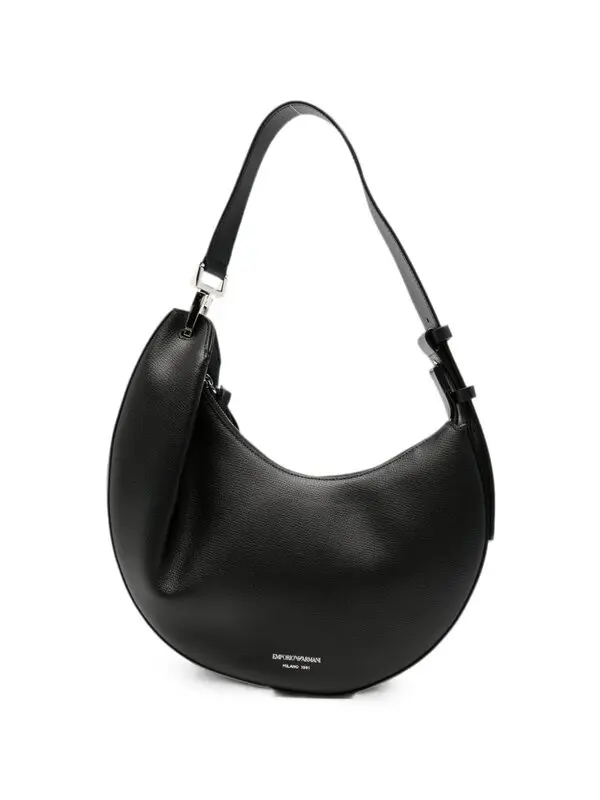 Emporio Armani Medium Leather Hobo Bag - Black