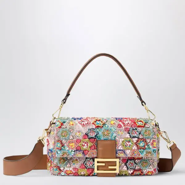 Fendi Baguette Bag With Multicoloured Beadwork