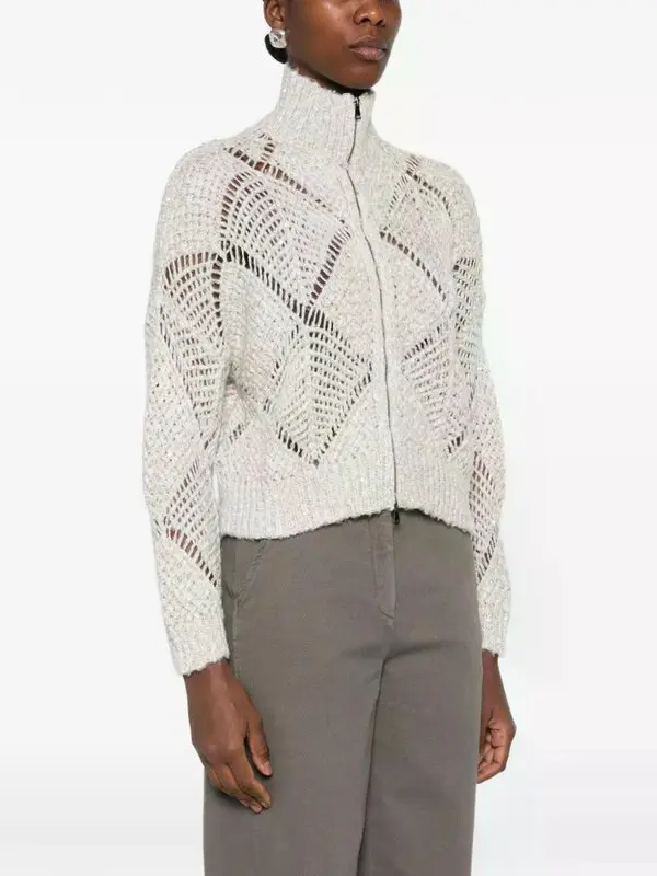 Antonelli Firenze Maira Sequin-embellished Open-knit Cardigan