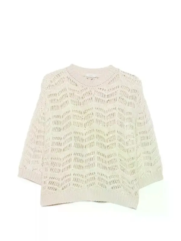 Peserico Sequin-embellished Open-knit Sweater - Neutrals