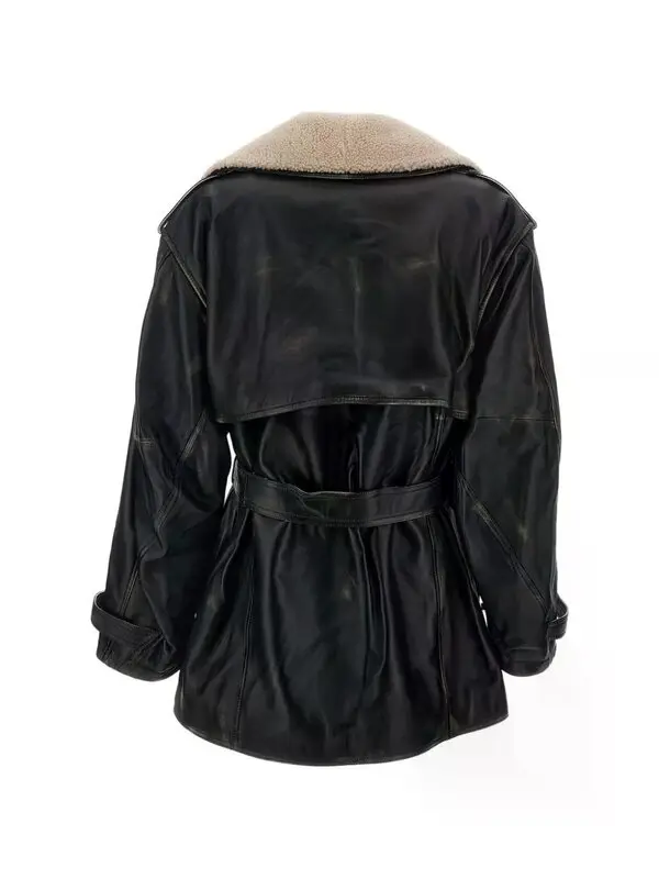 HALFBOY Belted Shearling-collar Biker Jacket