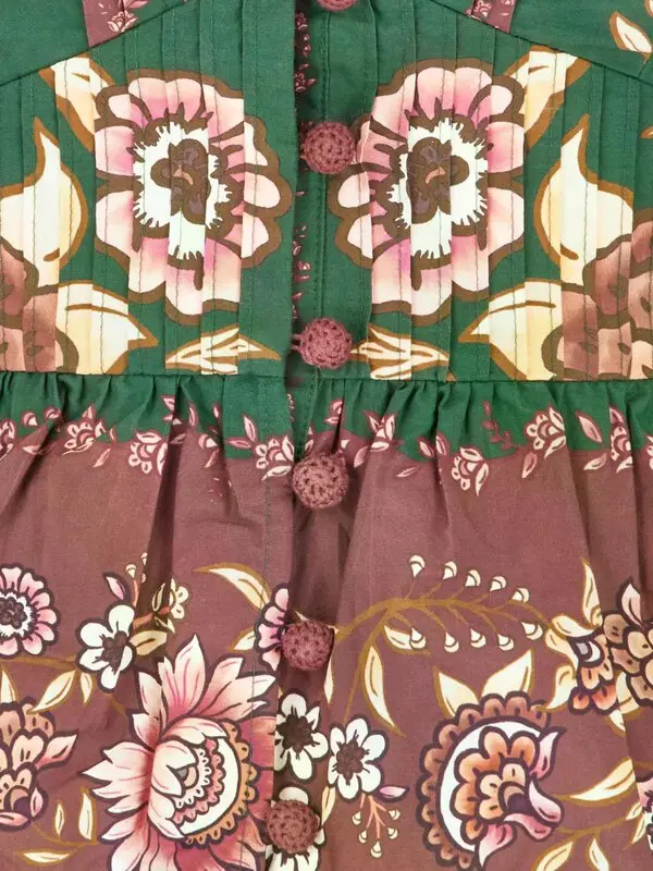 Farm Rio Floral-print Puff-sleeves Blouse - Green