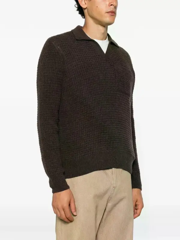 AROVESCIO Waffle-knit Chest-pocket Sweater