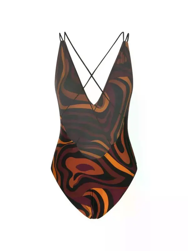 Emilio Pucci Marmo-print Swimsuit - Red