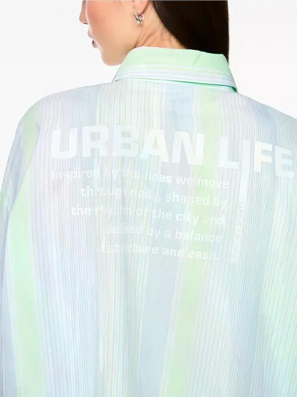 MARCCAIN Vertical-stripe Logo-print Shirt