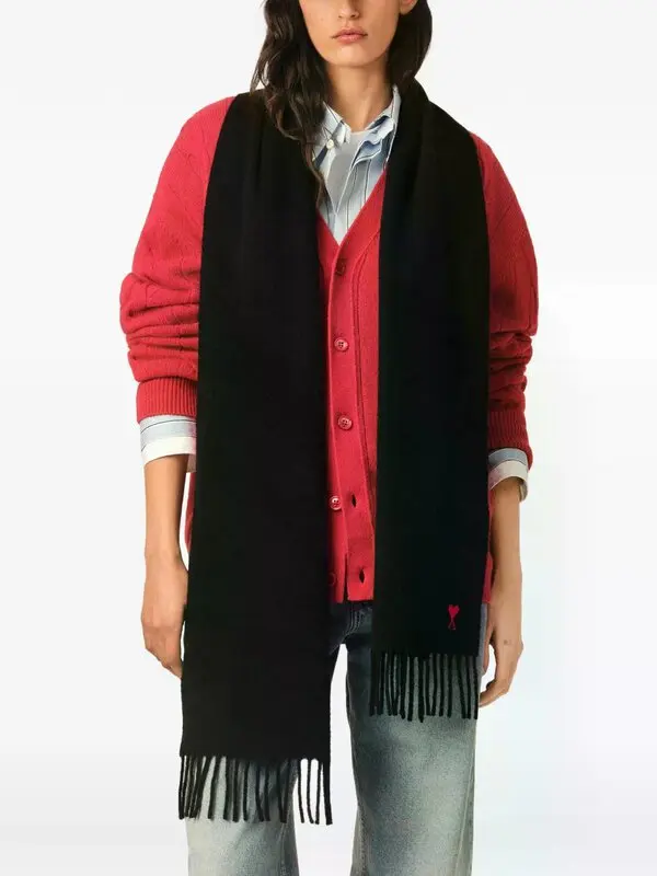AMI Paris Wool Scarf With De Coeur