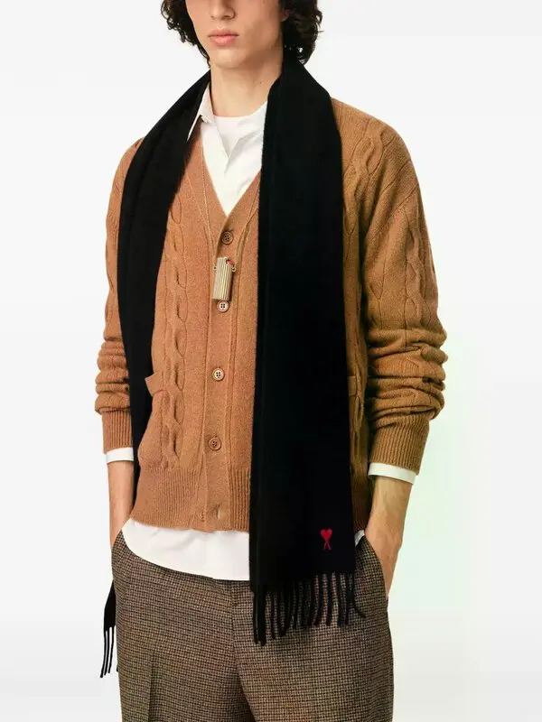 AMI Paris Wool Scarf With De Coeur