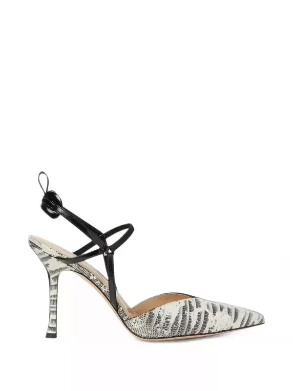 Fendi Very Colibrì Snakeskin-effect Slingback Ballet Flats - Neutrals