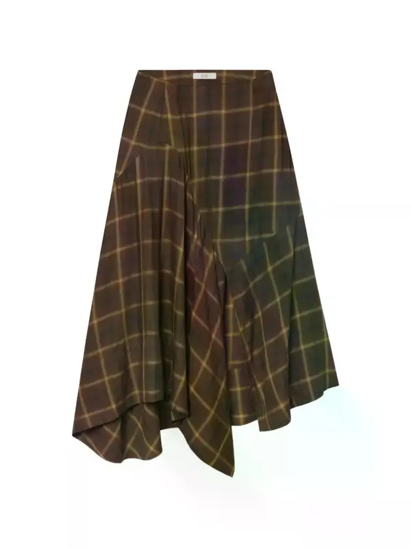 Co Collection Check-pattern Asymmetric Maxi Skirt