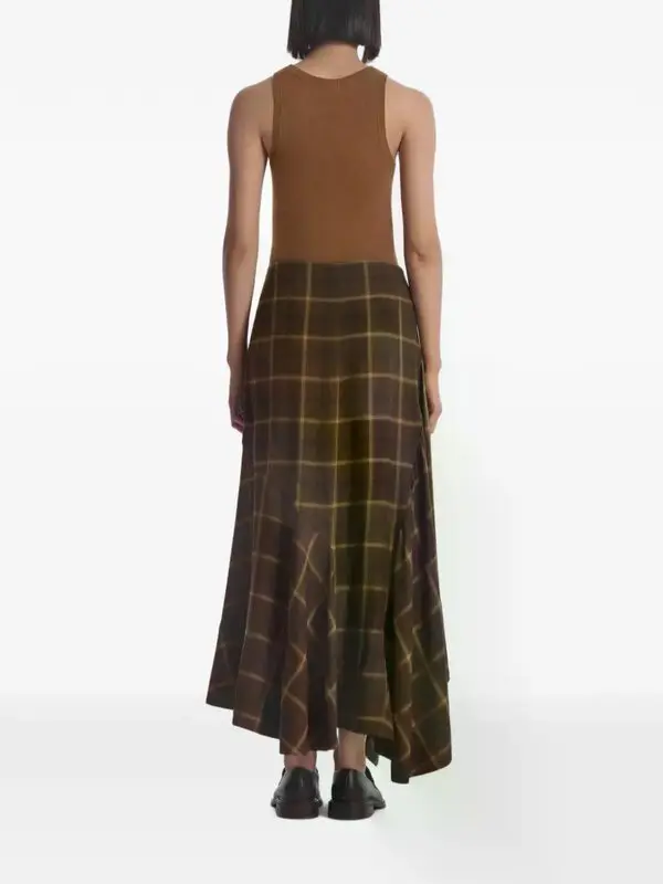Co Collection Check-pattern Asymmetric Maxi Skirt