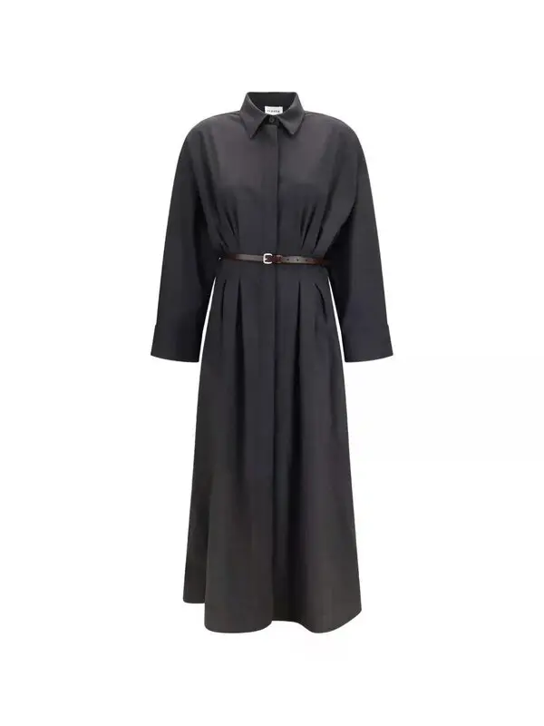 P.a.r.o.s.h Belted Pleated-waist Dress - Grey