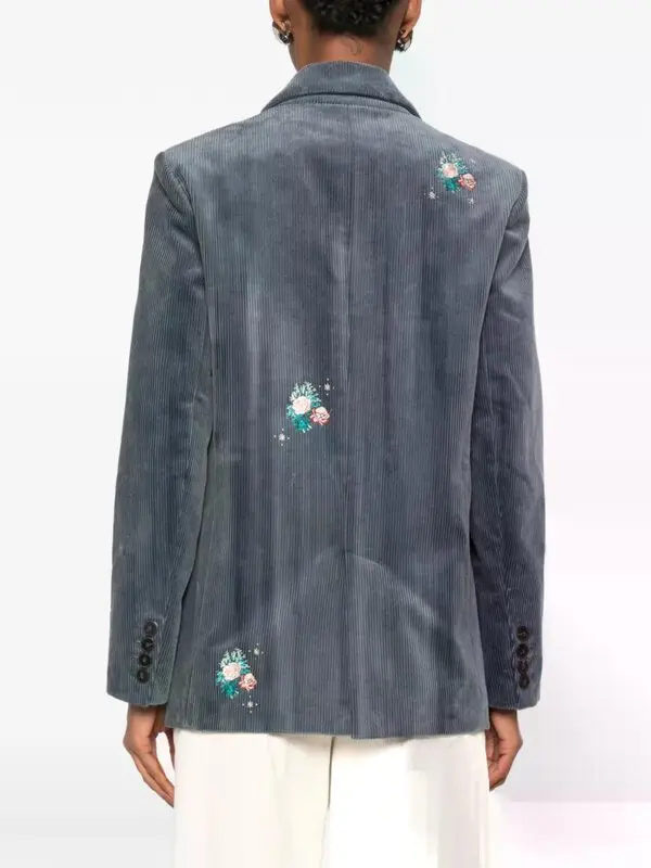 FORTE_FORTE Floral-embroidered Corduroy Blazer