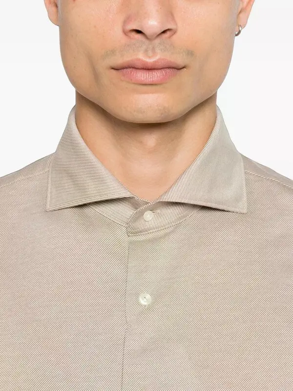 PROFUOMO Diagonal-stripe Spread-collar Shirt