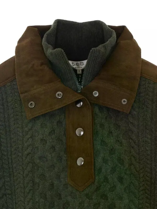 Sea Cable-knit Corduroy-trim Sweater - Brown