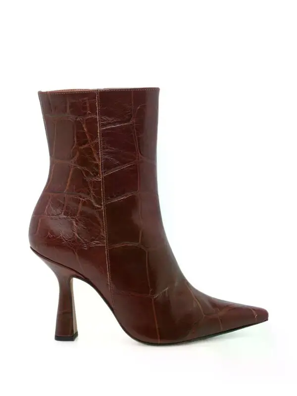 ANGEL ALARCON Croc-effect Leather Ankle Boots