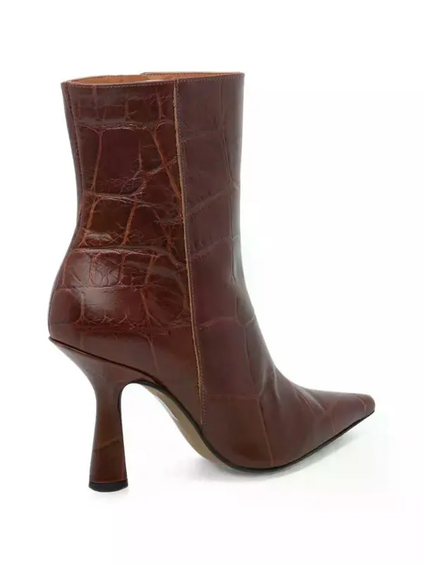 ANGEL ALARCON Croc-effect Leather Ankle Boots