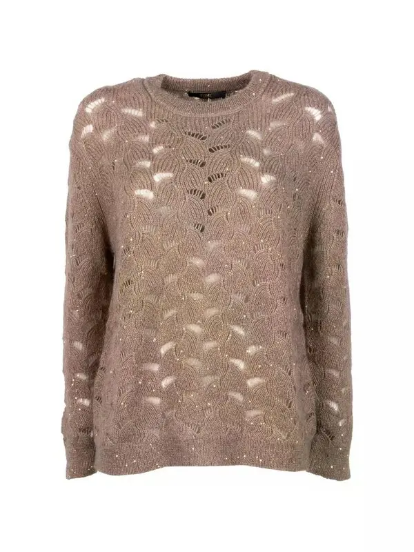 Seventy Sequin-embellished Open-knit Sweater - Neutrals