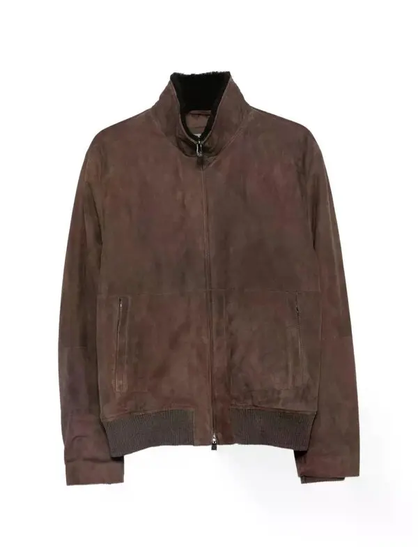 Corneliani Shearling-collar Suede Jacket