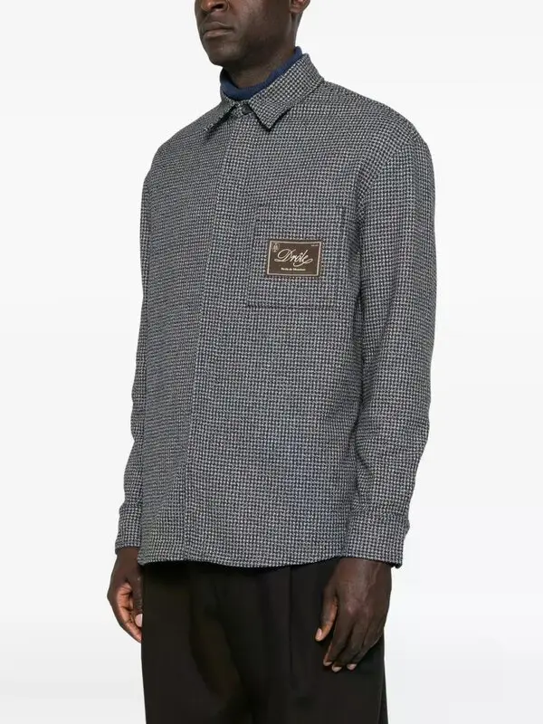 Drole De Monsieur Houndstooth-pattern Zip-up Shirt