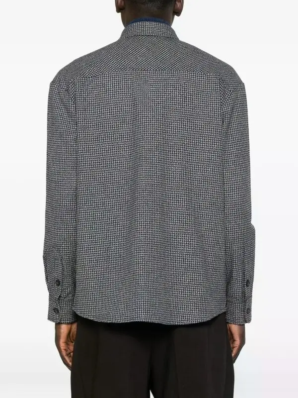 Drole De Monsieur Houndstooth-pattern Zip-up Shirt