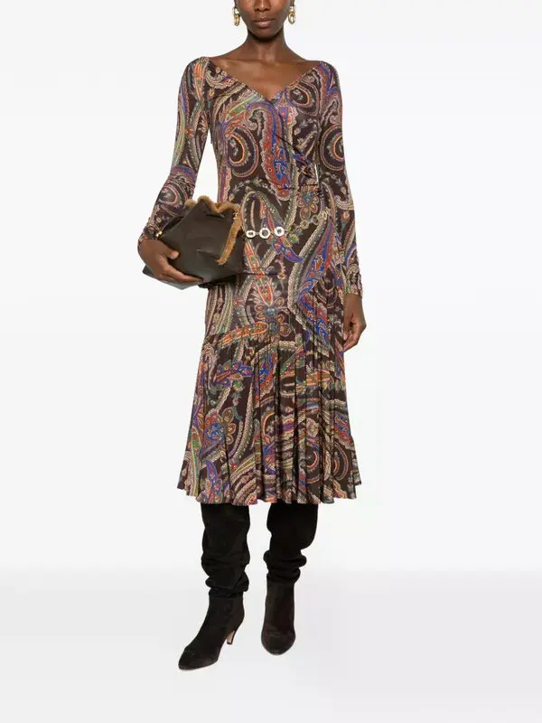 Etro Paisley-print Gathered Midi Dress