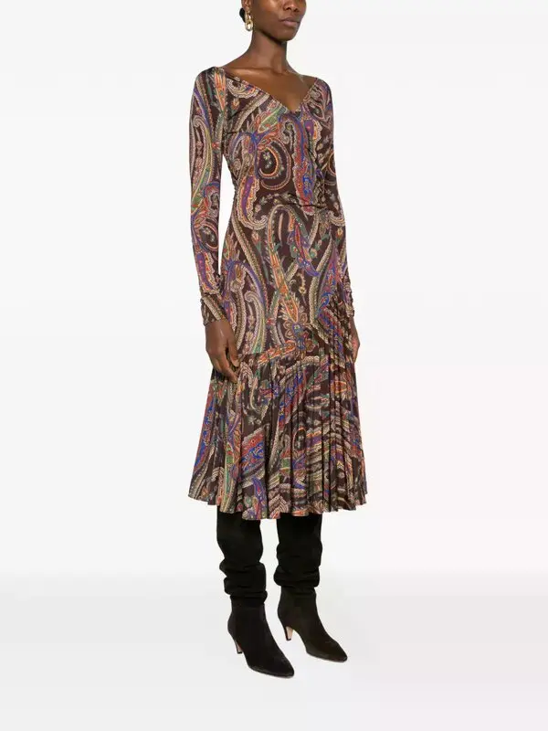 Etro Paisley-print Gathered Midi Dress