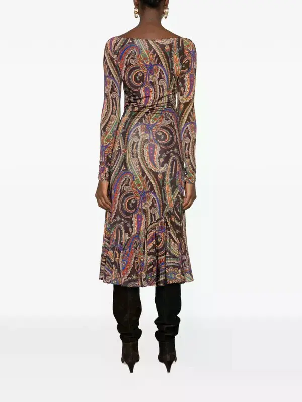Etro Paisley-print Gathered Midi Dress