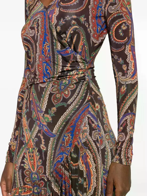 Etro Paisley-print Gathered Midi Dress
