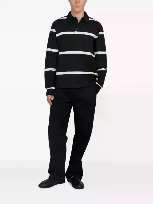 MINIMUM Tate Striped Long-sleeved Polo Shirt